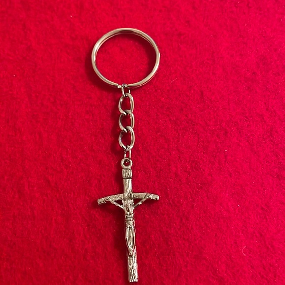 Accessories | Vintage Cross Crucifix Keychain Silver Metal Full Length ...
